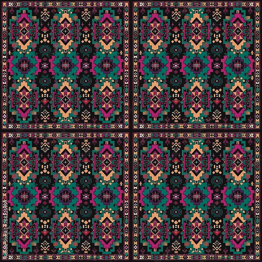 Seamless fabric pattern inspired by Native Americans. Famous African ...