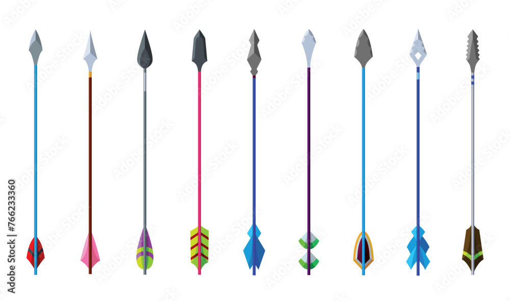 Medieval arrows set. Fighting decorative cartoon arrows. Design element ...