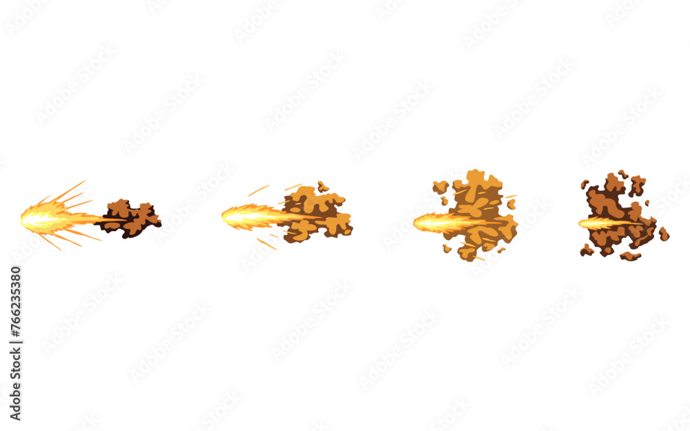 Gun flashes or gunshot animation. Collection of fire explosion effect ...