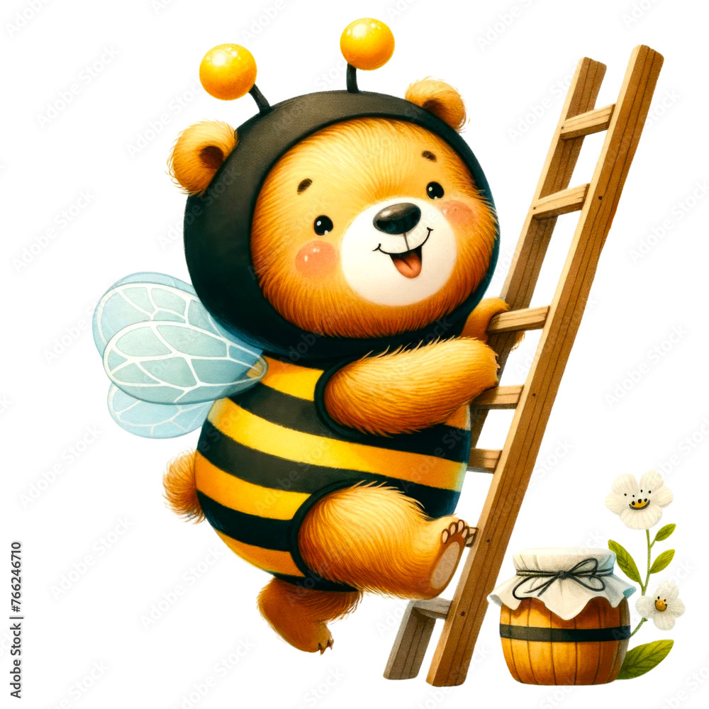 Bear-Bee Themed Birthday Illustration, A collection of adorable bear ...