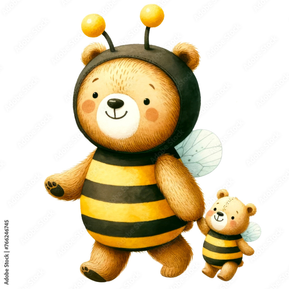 Bear-Bee Themed Birthday Illustration, A collection of adorable bear ...