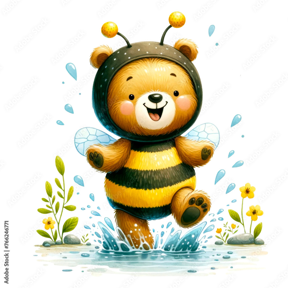 Bear-Bee Themed Birthday Illustration, A collection of adorable bear ...