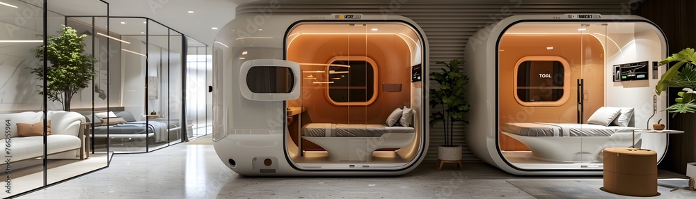 Modern home featuring sleek, capsule living spaces with minimalist ...