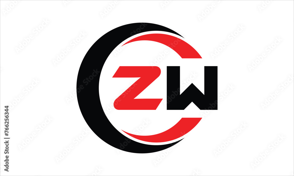 ZW initial letter circle icon gaming logo design vector template ...