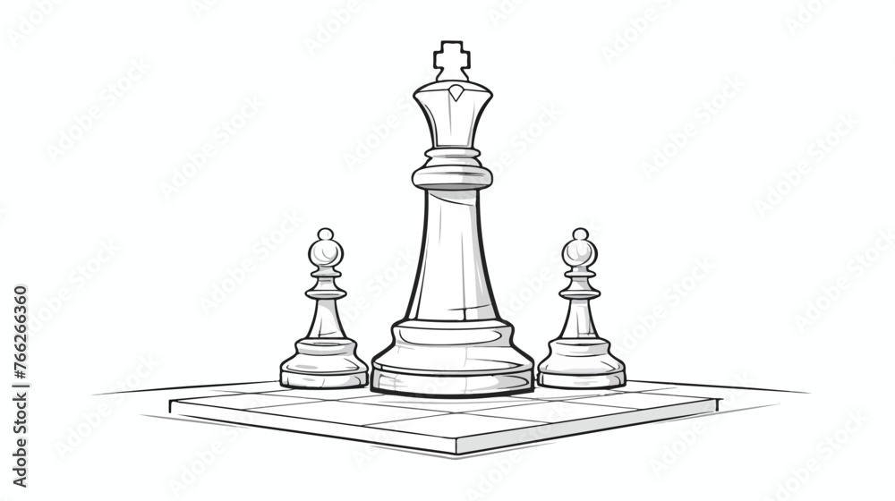 Chess rook. Outline drawing. Vector illustration isolated Stock Vector ...