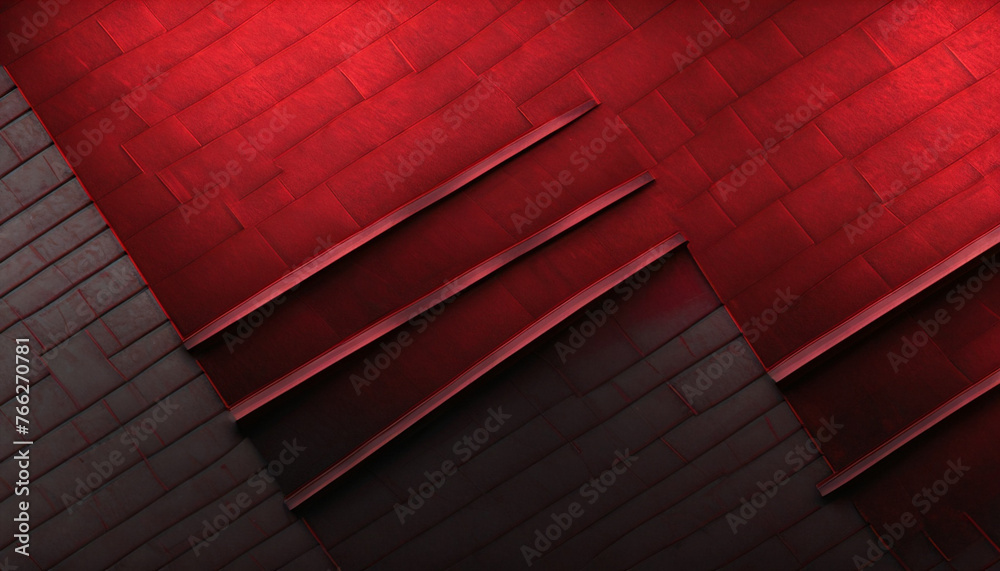 Abstract geometric shapes in black and red colors, 3D effects, dynamic ...
