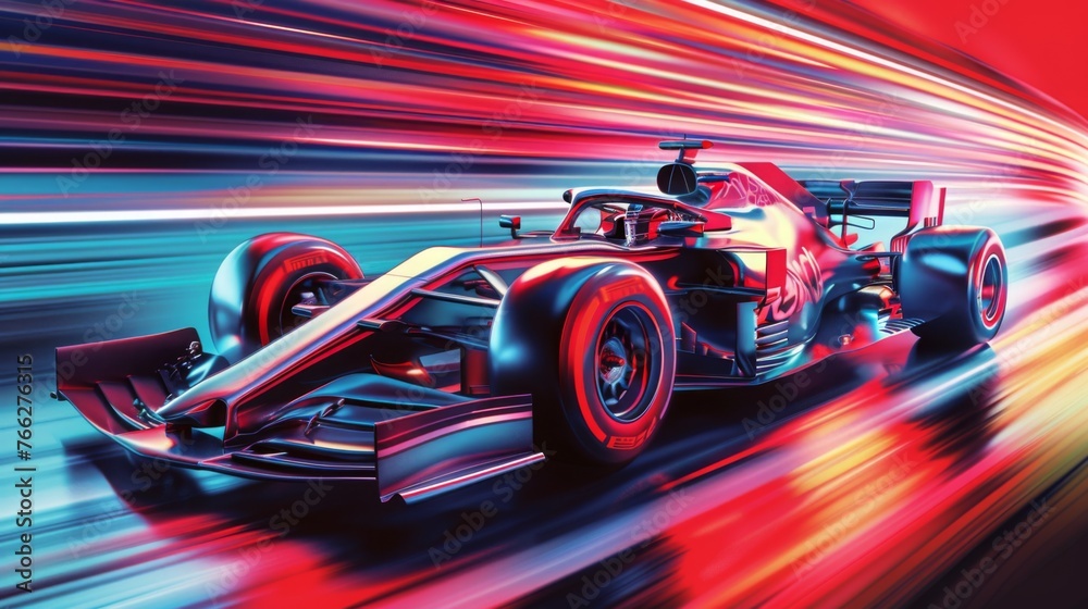 Formula One f1. Abstract vector 3d f 1 bolide racecar on speedway. Fast ...