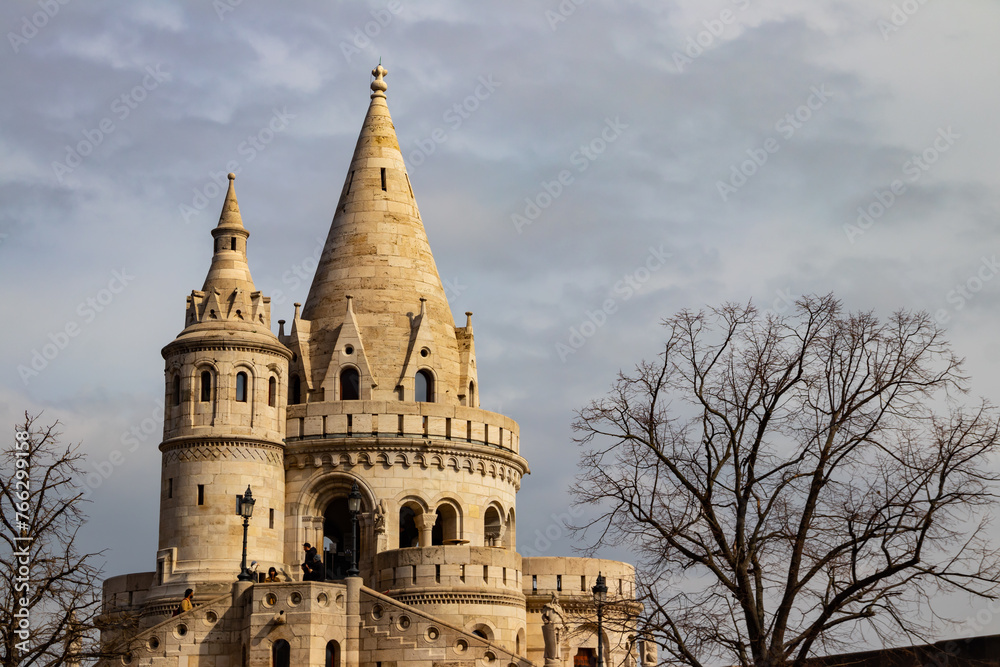 Fisherman's Bastion in Budapest (hungarian: Halszbstya), structure with ...