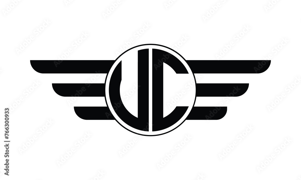 UC initial letter circle wings icon gaming logo design vector template ...