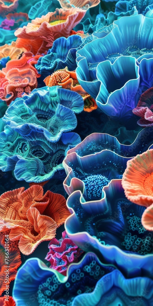Colorful sea corals, rainbow, texture, 3d, background image for mobile ...