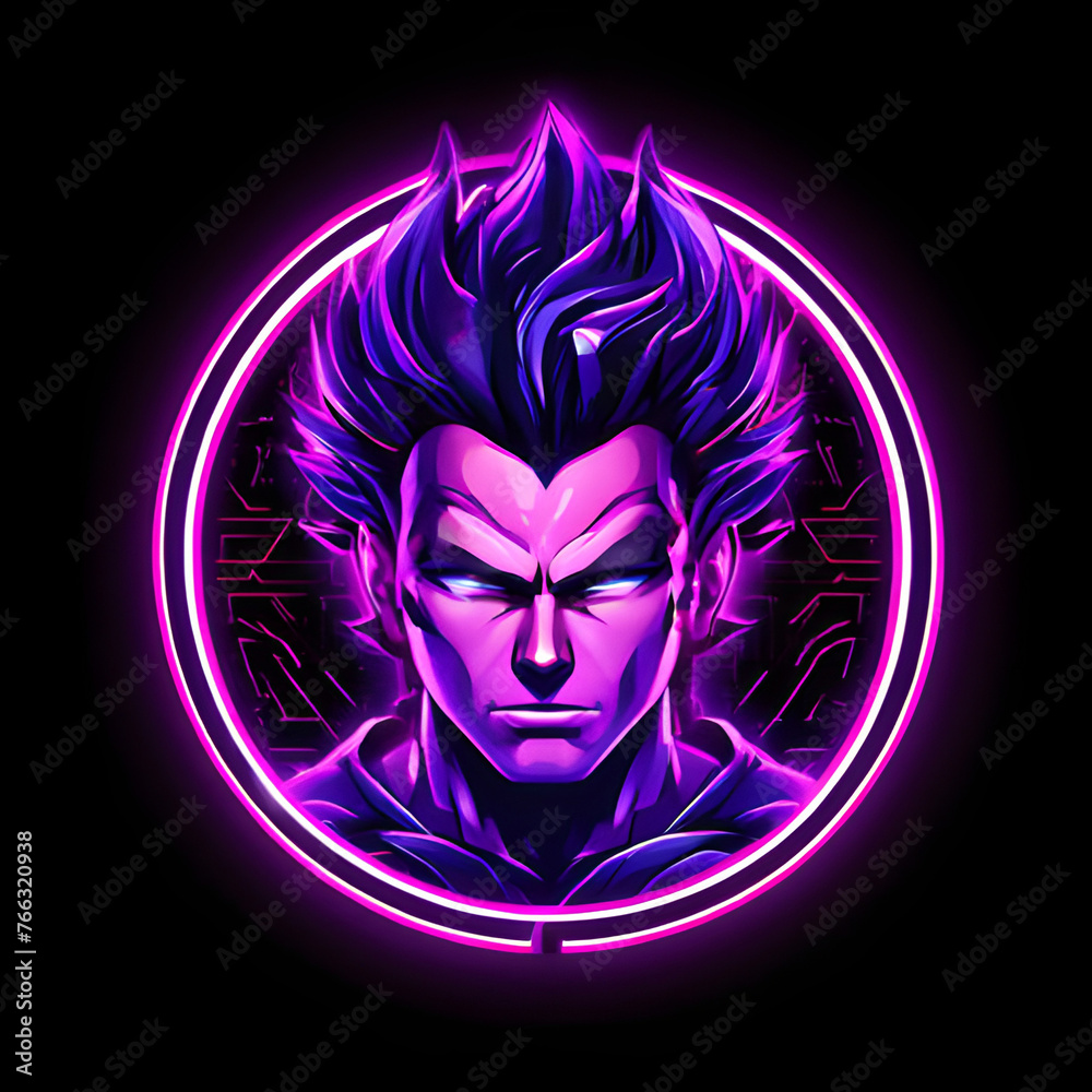 Cartoon Purple logo Neon light 3d Style Effect - Stock Vector ...