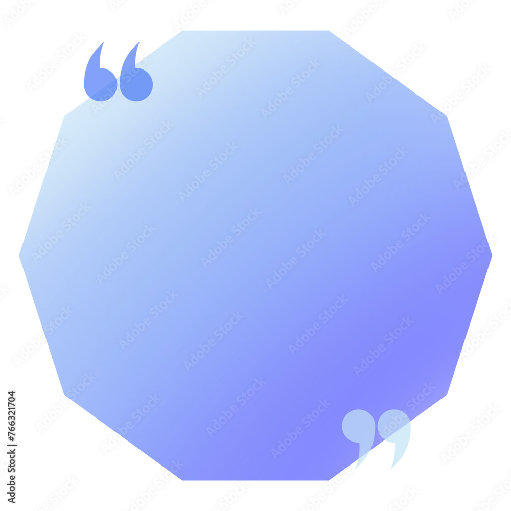 Transparent Blue Gradient Decagon Text Frame with Quotation Marks Stock ...