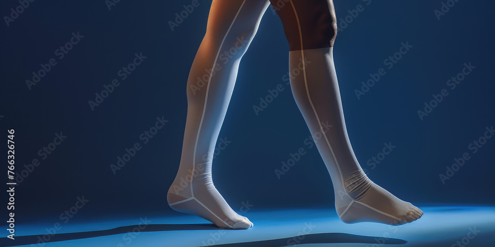 Vibrant Comfort: Legs in Compression Stockings on simple flat ...