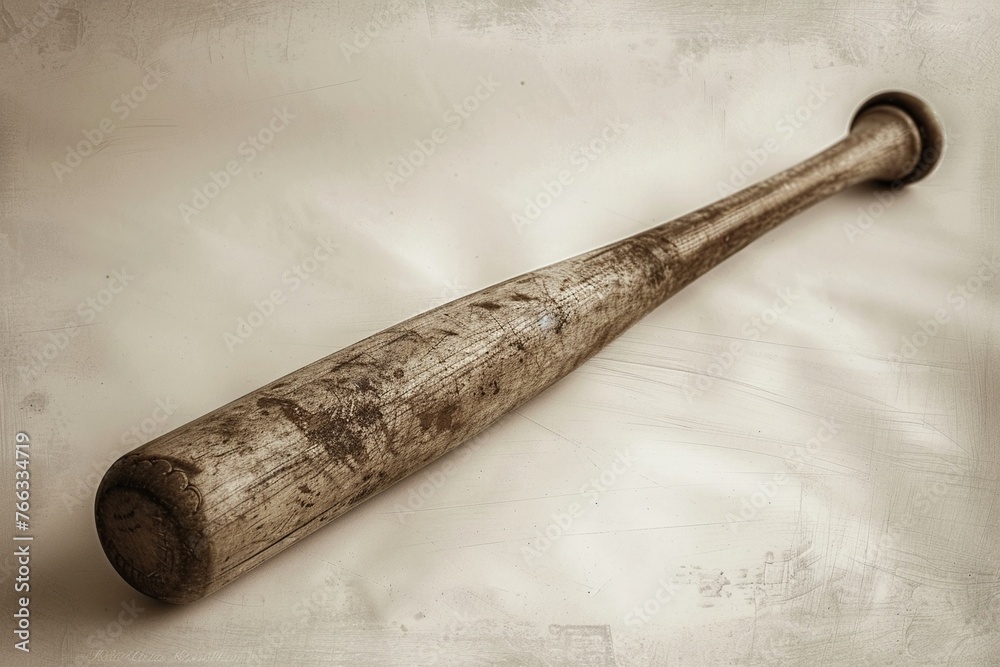 Baseball and bat minimalist clipart sepia shading dynamic angle Stock ...