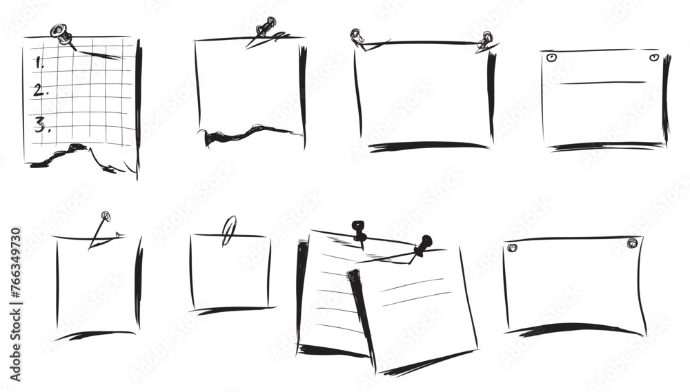 Note paper, memo, attached, pins, paper clips, buttons, blank note ...