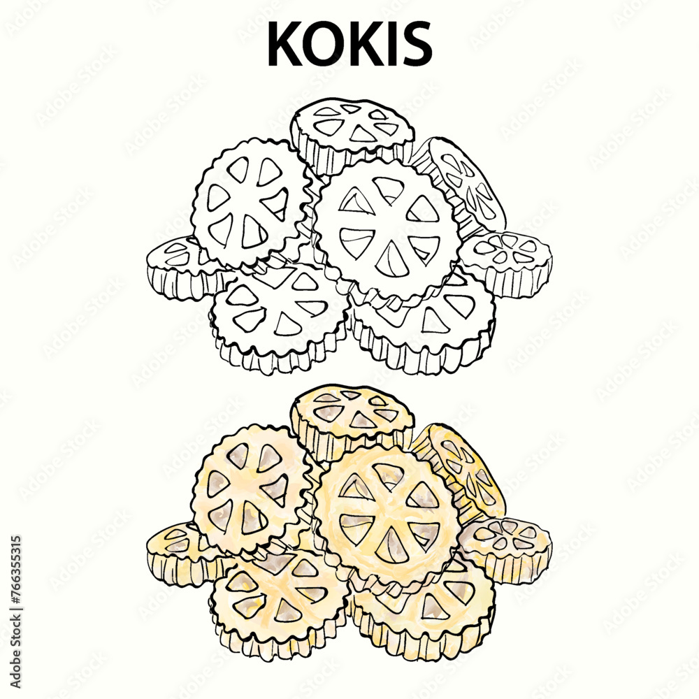 Sri lankan sinhala new year Traditional Sweets Kokis Sketch Drawing ...