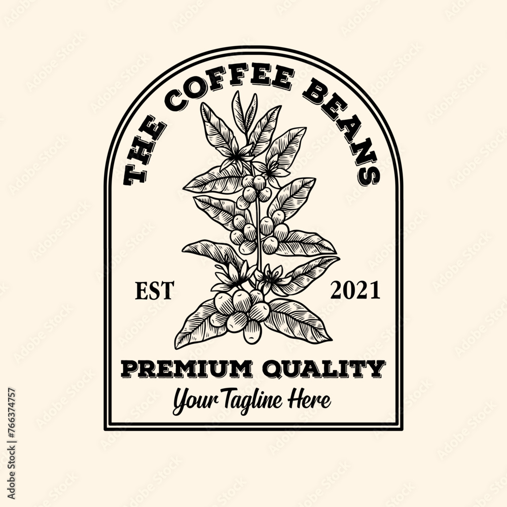 Coffee logo. Vintage coffee logo for coffee shop and cafe. Coffee tree ...