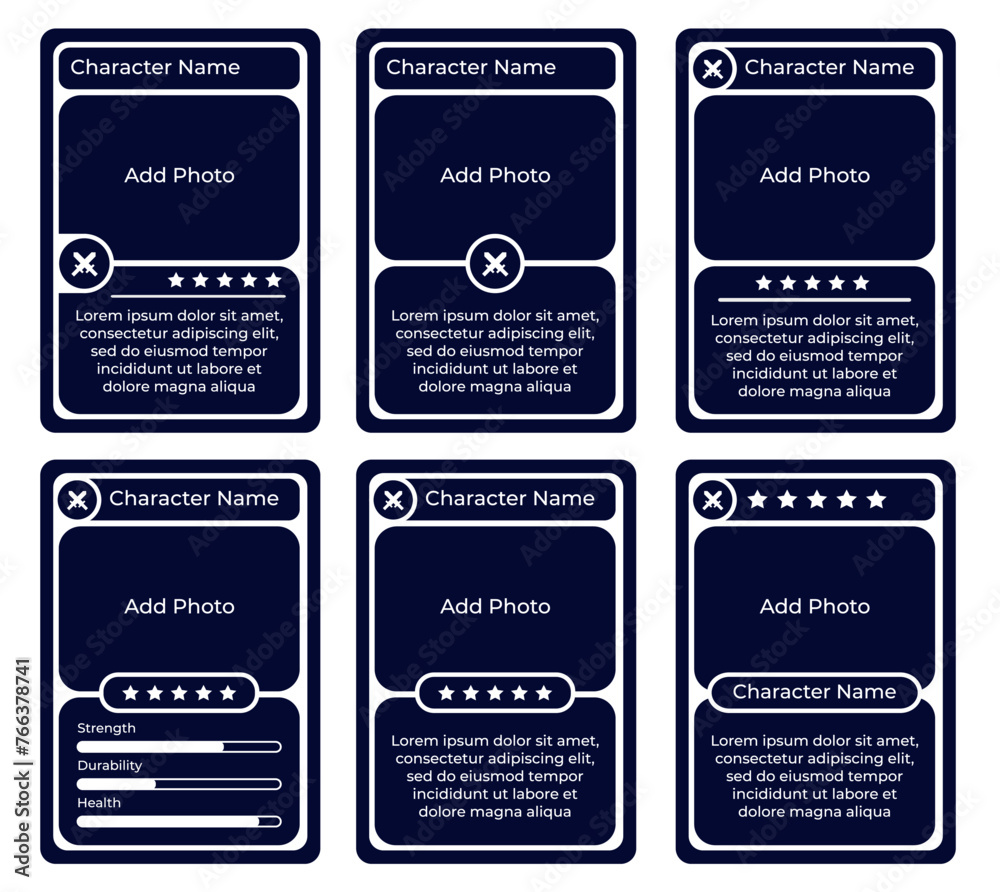 complete bundle game card border template with blue dark color for game ...