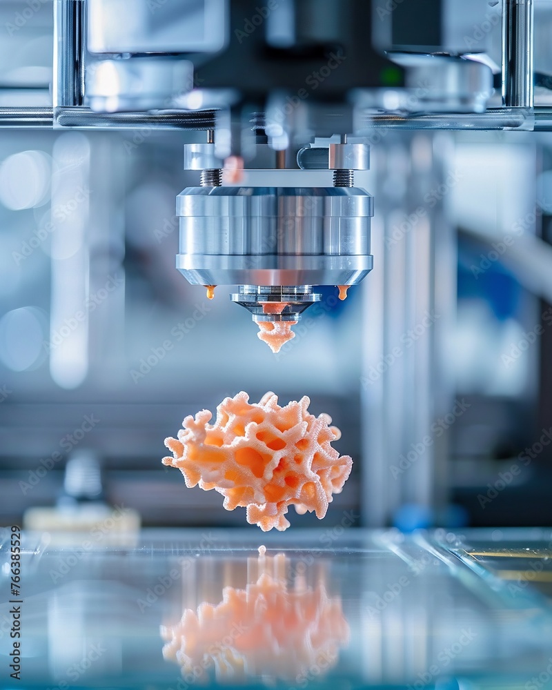 3D bioprinting for tissue regeneration, macro shot of the print head ...