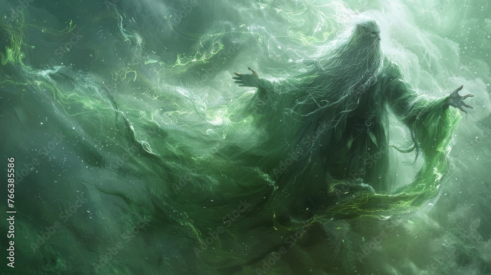 Illustrated depiction of a mythical being from Middle Earth capturing ...