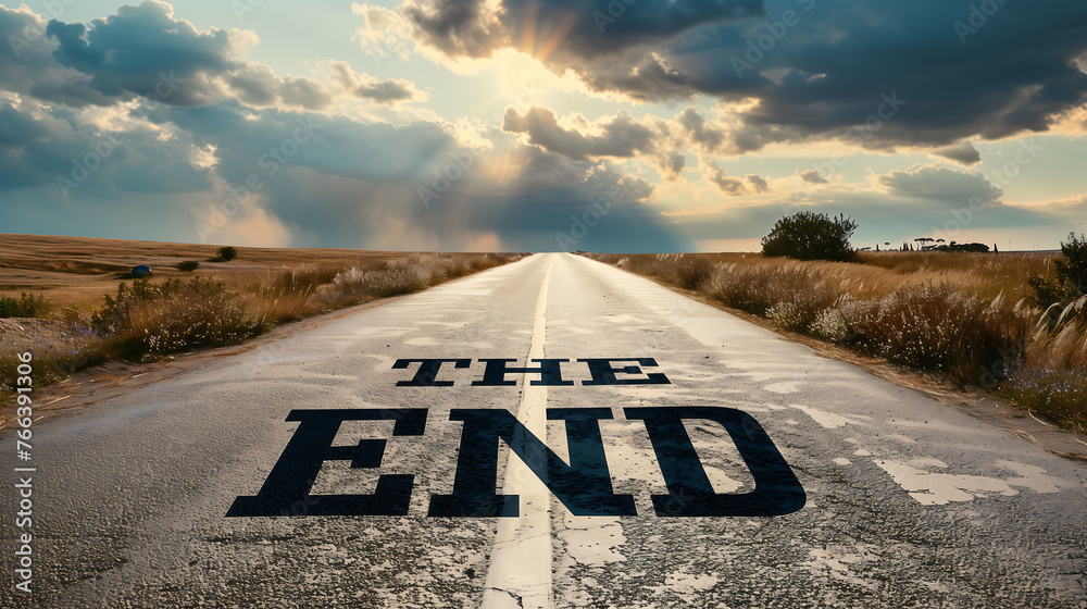 End of the road with clouds and sky background for banner and poster ...