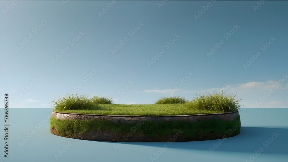 Grass 3D ground land green field earth garden soil isolated background ...