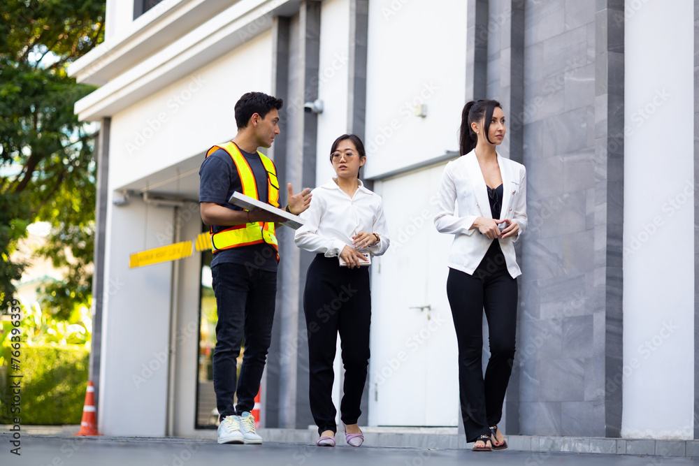 clean and green alternative energy concept. business woman and Office ...