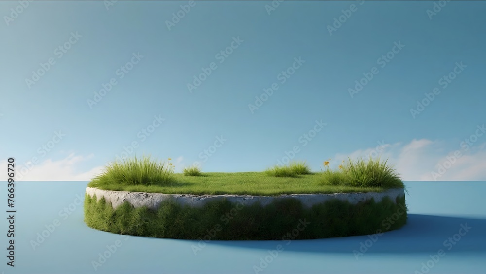 Grass 3D ground land green field earth garden soil isolated background ...
