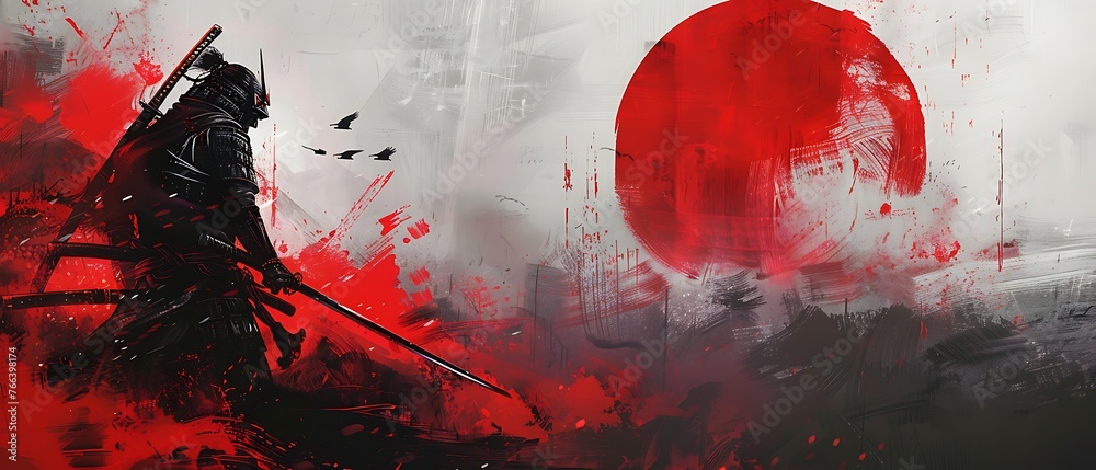 Ultrawide samurai wallpapper background dekstop Stock Illustration ...