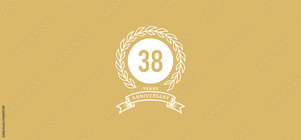 38st anniversary logo with white, and gold background Stock Vector ...
