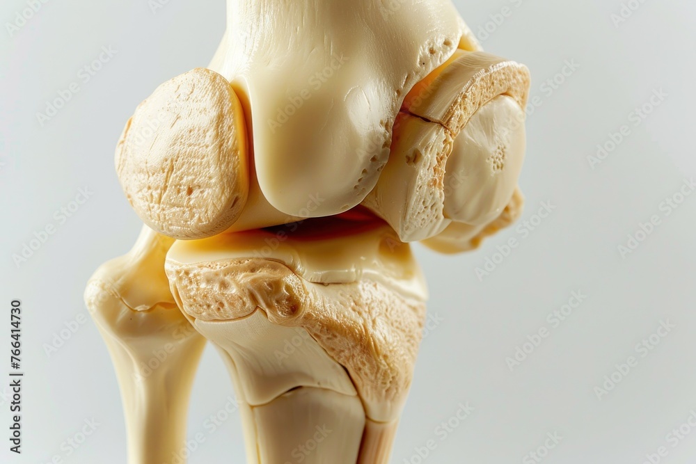model of the human knee joint, highlighting the bone structure and ...