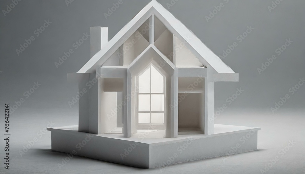 White simple empty 3D house in cross section Stock Illustration | Adobe ...