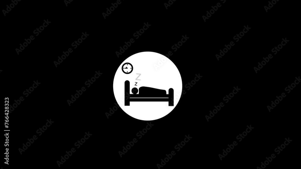 Person Sleeping time icon on the bed. pictogram men sleeping on the bed ...