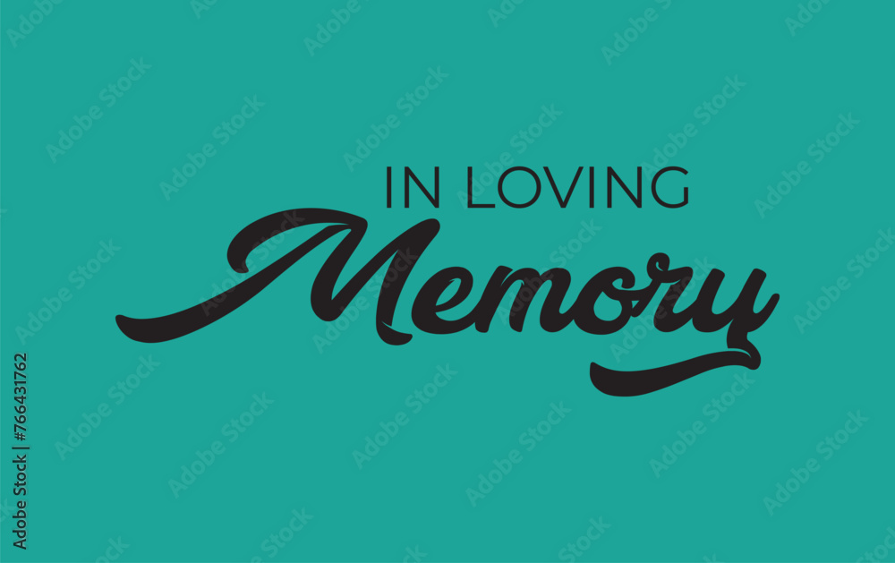 In loving memory. Vector black ink lettering isolated on white background. Funeral cursive ...