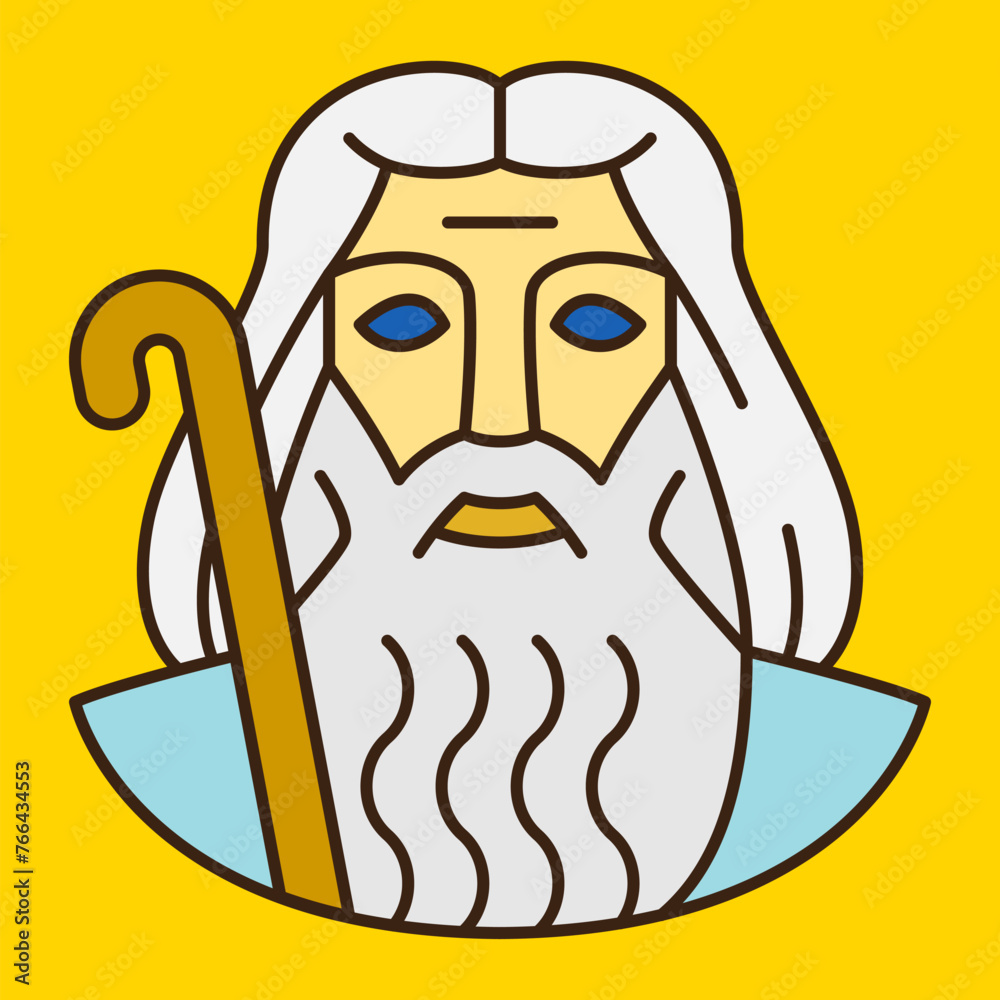 Moses Hebrew prophet icon. Passover vector icon collection. Exodus from ...
