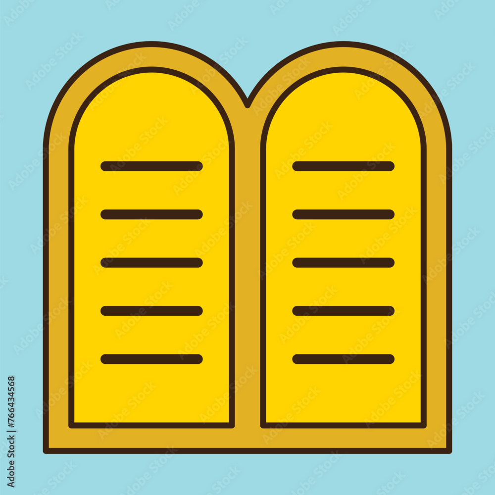 Ten commandments color flat icon. Passover vector icon collection. Exodus from Egypt story ...