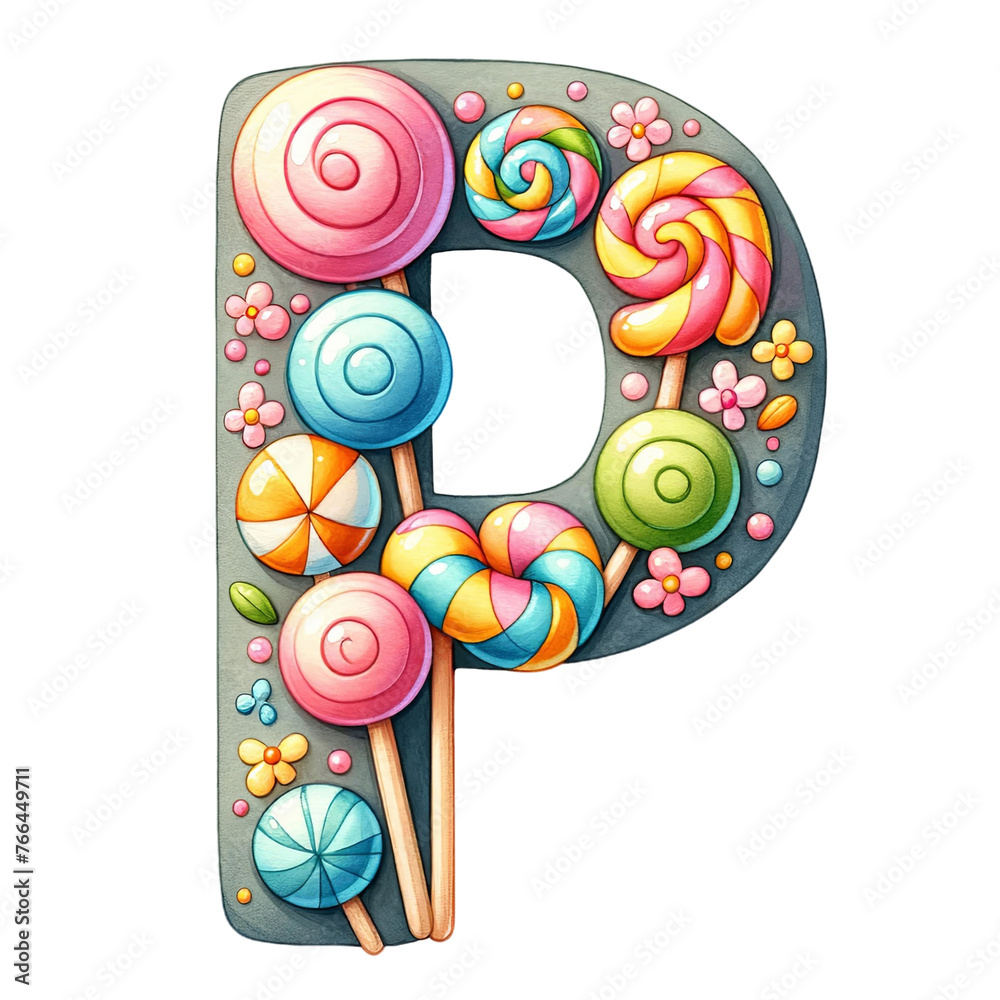 Candyland Delight and lollipop Alphabet P Stock Illustration | Adobe Stock