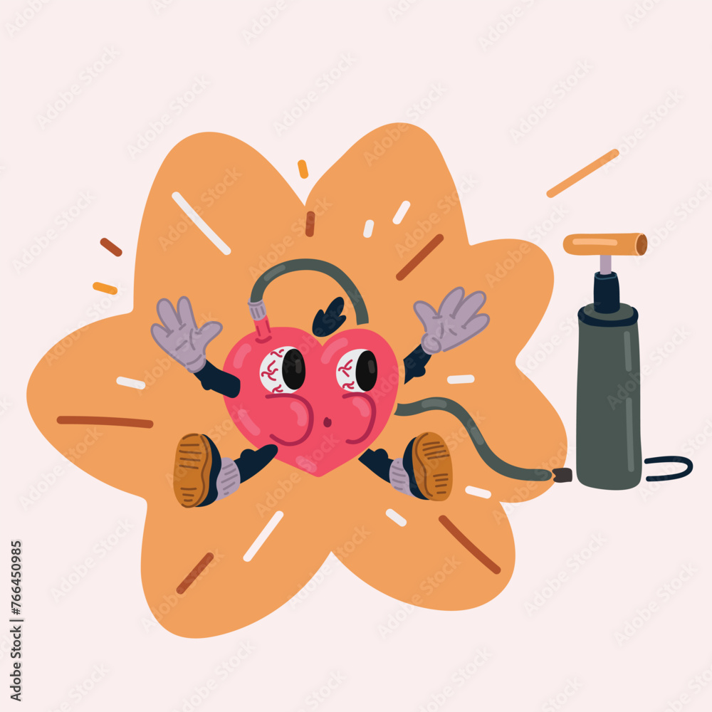 Cartoon vector illustration of blood pressure measurement tool. Heart ...