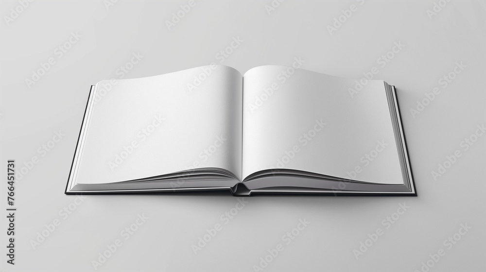 blank book, open book with blank pages, Mockup of a white blank ...
