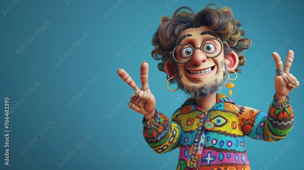 Peace Sign Pose The character smiling and making a peace sign with ...