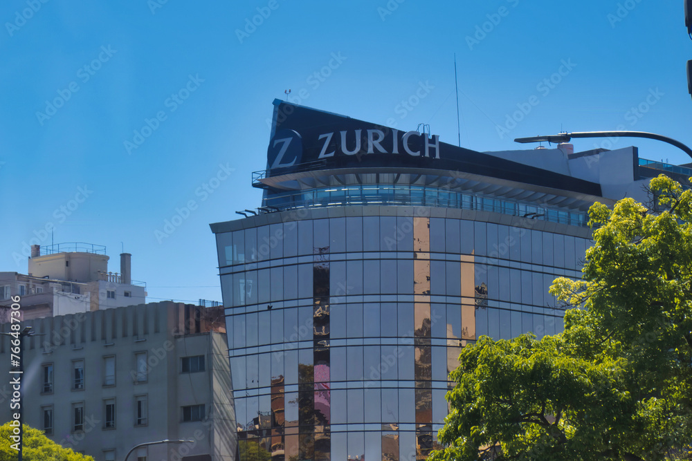 buenos aires, argentina, 04 November 2022: the name of zurich insurance company is placed in big ...