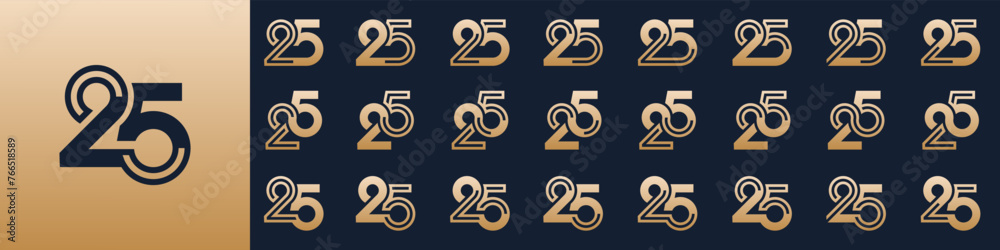 collection of creative number 25 logo designs. abstract twenty five ...