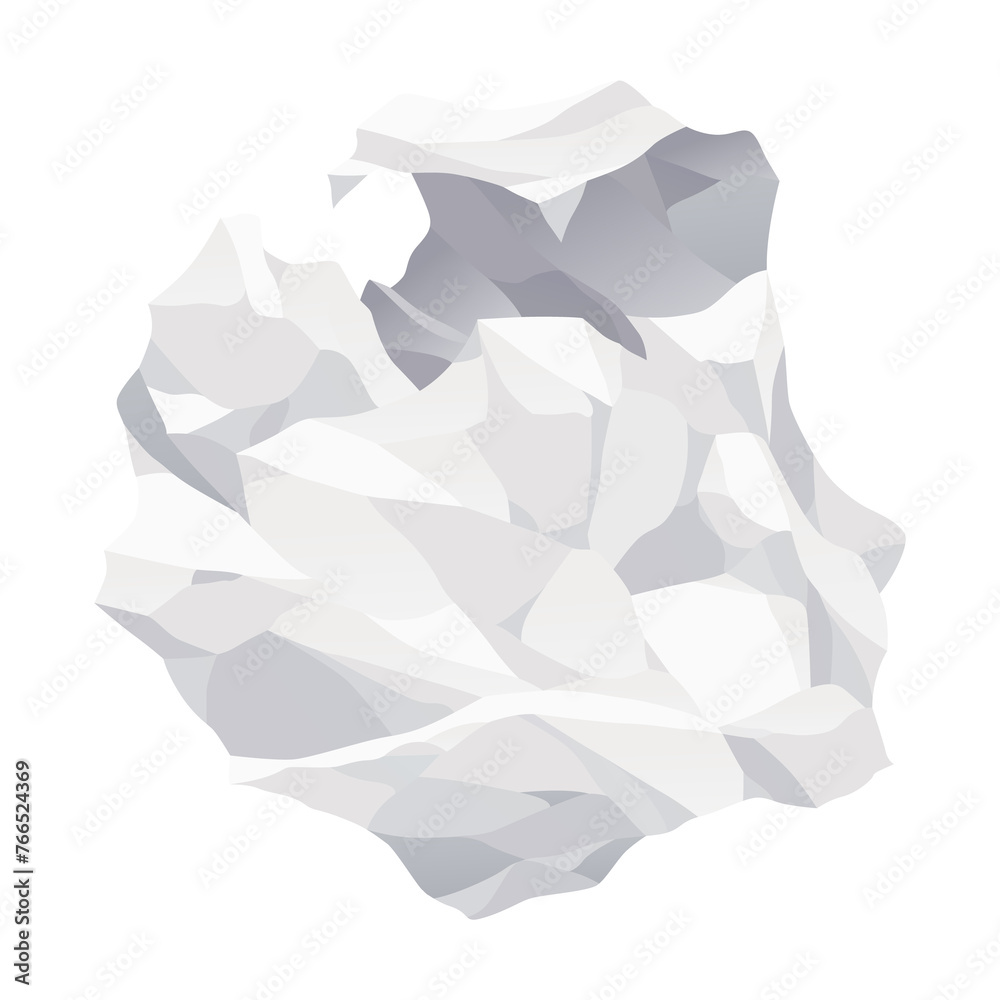 Crumpled paper ball icon. Realistic garbage, bad idea symbol, crushed ...