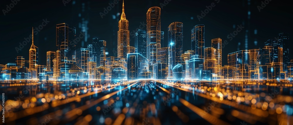 Explore the mesmerizing depths of a sleek wireframe hologram, where the ...