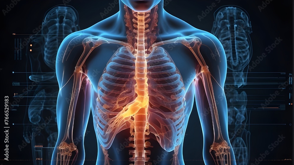 human body anatomy, Medical, human body hologram in the futuristic HUD ...