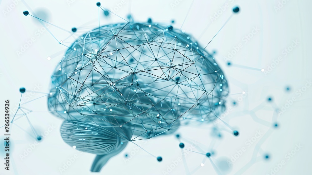 The concept of artificial intelligence. An abstract glowing brain. Turn ...