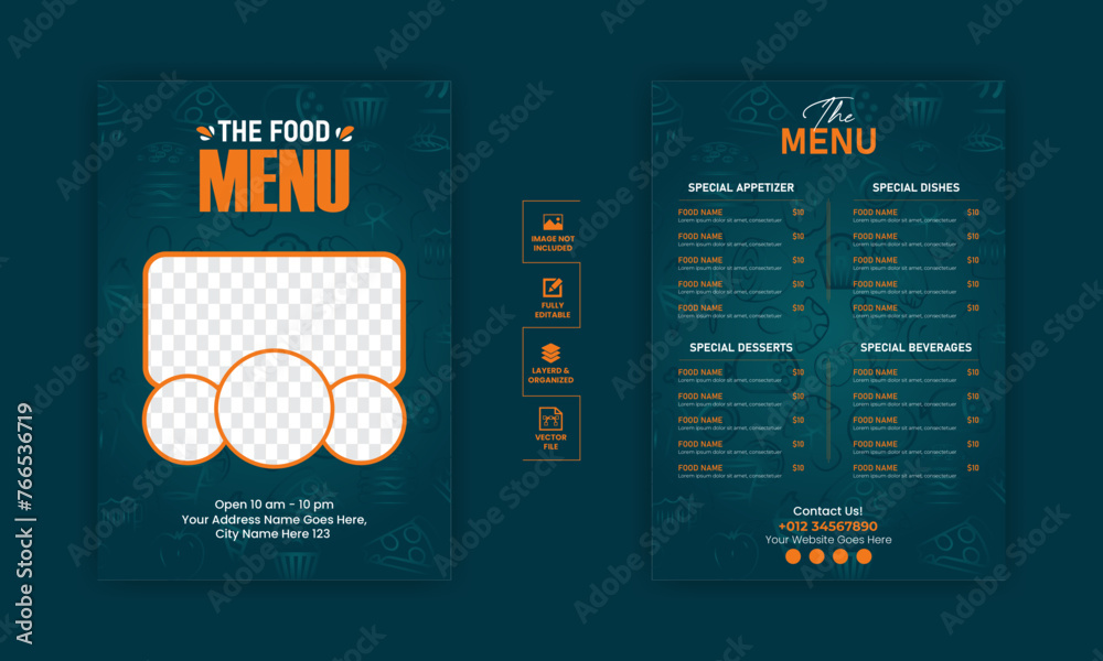 Food menu design template for restaurant with unique layout gradient ...