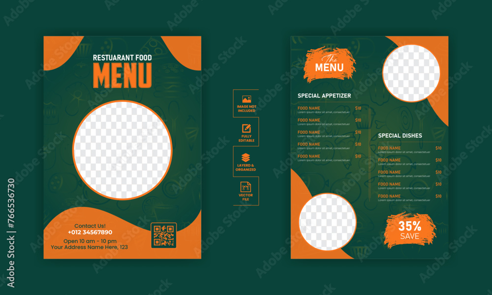 Food menu design template for restaurant with unique layout gradient ...