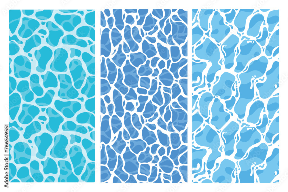 Quiet clear blue water surface seamless pattern illustration. Modern ...
