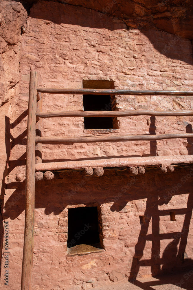 Ancient Walls. Red rocks of Manitou Springs cliff dwellings. Natural ...